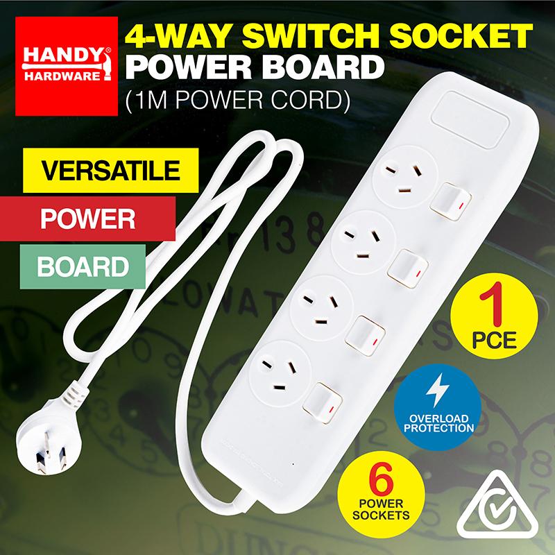 Powerboard 4-Way Individual Switch & Surge Protection | Dollarz Value ...